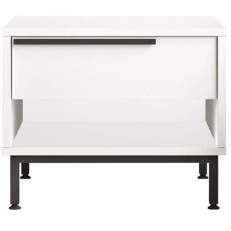Mobili Rebecca Mobili Rebecca - Nachttisch mit 1 Schublade Rebecca Mobili Sabbar 53,5x42,5x44,5 Spanplatte Eisen Weiß Dunkelgrau Modern