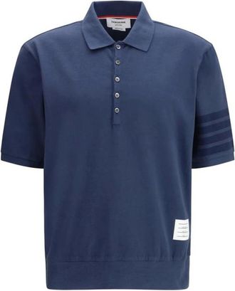 Thom Browne Homme, Tops, Bleu, Taille: M Polo en coton