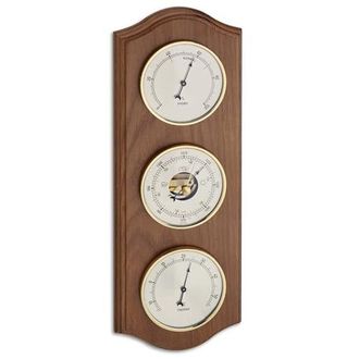 TFA Dostmann Analoge Wetterstation, 20.1076.01b, innen, mit Barometer, Hygrometer, Thermomter, Eiche/rustikal,(L) 123 x (B) 37 x (H) 337 mm, Braun