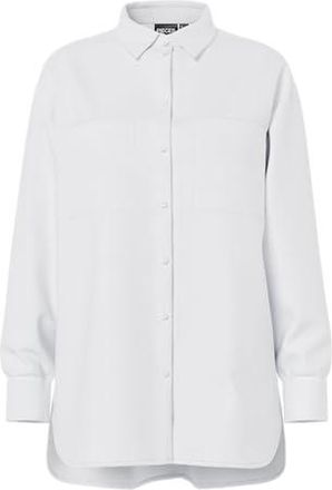Pieces Oversize Pcmelia Ls Noos T-Shirt surdimensionné, Blanc éclatant, XS Femmes
