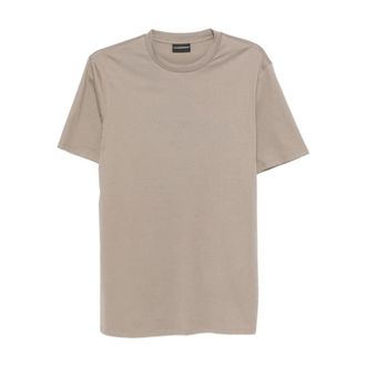 Emporio Armani Homme, Tops, Beige, Taille: XL T-shirt &agrave; Col Rond avec Logo Discret