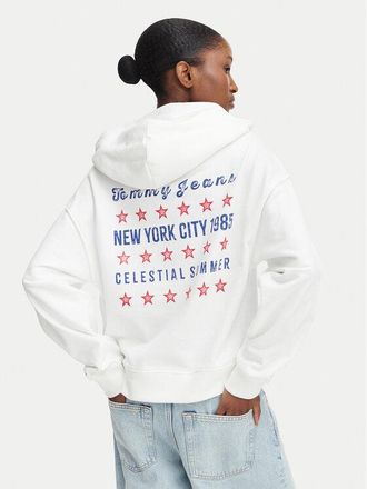 Tommy Jeans Sweatshirt Star Novelty DW0DW23484 Wei&szlig; Boxy Fit
