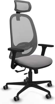 Piqueras y Crespo Cilanco Sicherheits-Kabinenstuhl mit 3D-Armlehnen, h&ouml;henverstellbare Lendenwirbelst&uuml;tze und h&ouml;henverstellbares Kopfteil, Grau/Grau