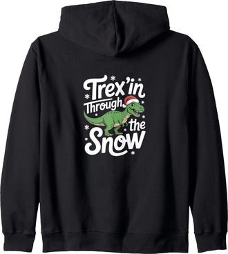 Mapanoli Design Trexin Through The Snow Lustiges Dino-Weihnachten Kapuzenjacke