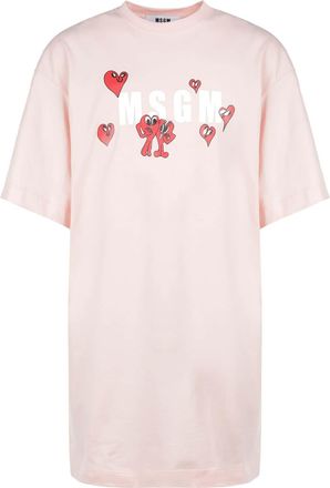 Msgm Robe Coton Rose Clair