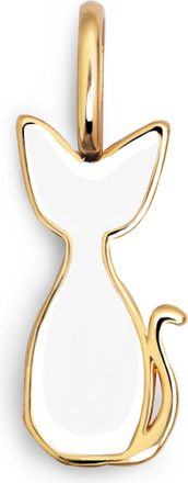 Singularu Salem Katze Emaille weiß Charm. Messing mit 18 Kt Vergoldeter Beschichtung und Emaille. Schmuck für Damen