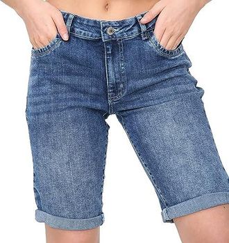 Noroze Femmes Denim Shorts Floral Corsaire Jeans Pantalon Court (Bleu E427, XXL)