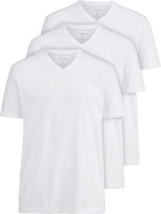 Olymp T-Shirt OLYMP, Herren, Gr. 4XL, wei&szlig;, Single Jersey, Obermaterial: 100% Baumwolle, unifarben, Basic, slim fit normal, V-Ausschnitt, Shirts T-Shirt, V-