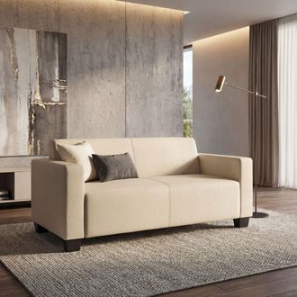 Mendler Modular 2er Sofa Couch Lyon Loungesofa Kunstleder 136cm - Creme
