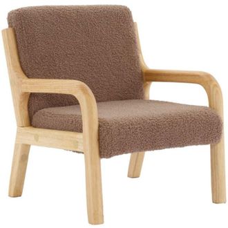 Sweeek Sweeek - Fauteuil scandinave enfant en bois et tissu bouclette marron