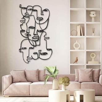 Generic Schwarze abstrakte Metallgesichter als Wandkunst, Metall-Linienkunst, Wanddekoration f&uuml;r Kunstliebhaber, abstrakte Gesichter, Moderne Skulptur f&uuml;r Woh
