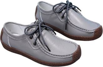 Generic Mocassins Confortables à Lacets pour Femmes, Chaussures de Conduite Plates à Bout Rond, idéales pour Le Bureau ou la Marche,Gris,41 EU