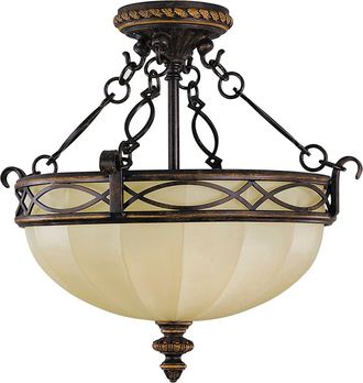Licht-Erlebnisse Kunstvolle Deckenleuchte ANABELL 1 Braun Creme Glas Premium Landhaus Design Lampe Wohnzimmer Esszimmer