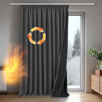 Deconovo 100% Verdunklungsvorh&auml;nge Blickdicht Vorh&auml;nge mit kr&auml;uselband Gardinen Wohnzimmer Vorhang Verdunkelung Thermovorh&auml;nge gegen Hitze W&auml;rmeisolierend, H24