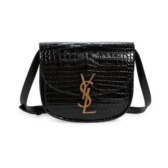 Saint Laurent Kaia Croco Schultertasche - - Bags - Damen - Schwarzk - ONE SIZE