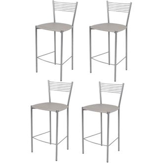 Tommychairs Tommychairs - Set 2 tabourets elena pour cuisine, bar et salle &agrave; manger, robuste structure en acier peindr&eacute; en couleur aluminium et assise en fausse