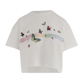 Casablanca Cotton T-shirt with Logo - - Tops - Damen - Wei&szlig; - M