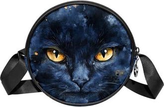 Generic Sac à bandoulière circulaire pour femme, petit sac à bandoulière artistique coloré avec fermeture éclair, bretelles réglables, sac à main rond décontr