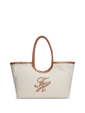 Tommy Hilfiger Tragetasche TOMMY HILFIGER TH ELEV SUMM MAXI TOTE CANVAS, Damen, Gr. B/H/T: 0cm x 0cm x 0cm, beige, Leinen, Taschen, Damen Schultertasche, Henkeltasch