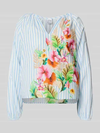 Emily van den Bergh Regular Fit Bluse im Allover-Look mit V-Ausschnitt