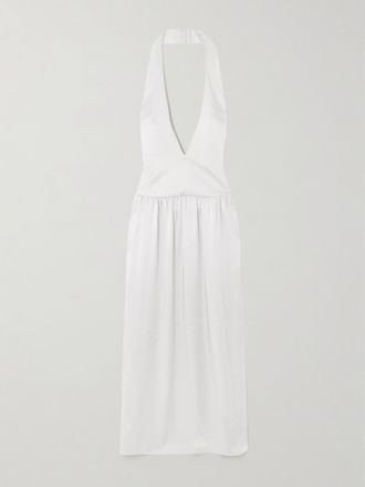 16Arlington Salina Neckholder-robe Aus Satin Mit Raffungen - Silber