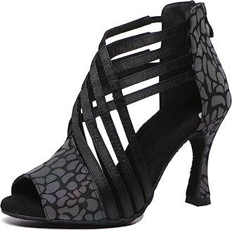 Minitoo Bottine Danse Latine Femme Bout Ouvert Fete Soiree Prom Chaussure L569 Leopard EU 38