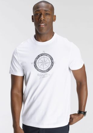 DELMAO T-Shirt DELMAO, Herren, Gr. 3XL (64/66), wei&szlig;, Single Jersey, Obermaterial: 100% Baumwolle, bedruckt, normal, Rundhals, Shirts T-Shirt, Kurzarm, bedru