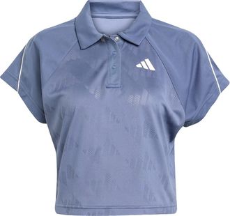 adidas Womens Stadium 3-Streifen Tennis inspiriertes Jacquard Poloshirt Preloved Ink/Off White M