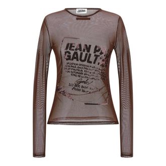 Jean Paul Gaultier Femme, Tops, Rouge, Taille: 38 FR Le Haut Brodé Bourgogne