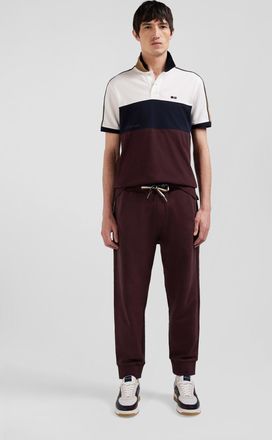 Eden Park Polo Manches Courtes Tricolore En Piqu&eacute; Coton Bordeaux Inscription Eden Park Coupe Regular