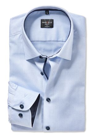 Marvelis Herren Oberhemd Langarm Body-Fit,Einfarbig,18 New York Kent,bleu 11,42