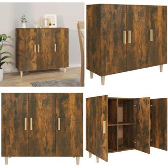 vidaXL Vidaxl - Buffet ch&ecirc;ne fum&eacute; 90x34x80 cm bois ding&eacute;nierie - Buffet En Bois - Meuble De Rangement - Buffet Moderne - Mobilier Salon - D&eacute;coration