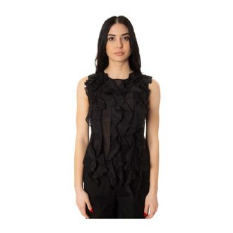 Liviana Conti Top &agrave; volants - Femme - Tops - Noir - Taille: 40 FR