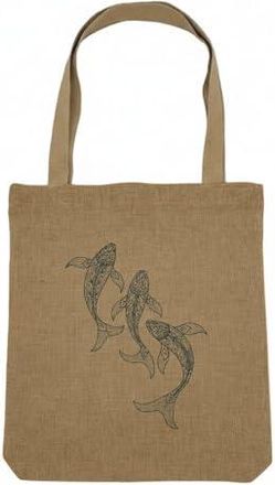 Fabulous Sac Shopping Tote Bag Aspect Lin - Poissons Esot&eacute;riques &Eacute;cologie Boho-chic Boh&eacute;mien Hippie - Sac de Courses Toile Epaisse 360g Beige Naturel Cabas Por