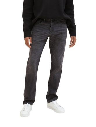 Tom Tailor Herren Josh Regular Slim Jeans mit Stretch, 10250 - Used Dark Stone Black Denim, 33/32