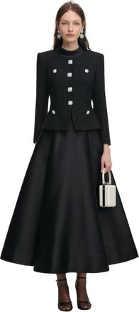 Self Portrait Femme, Robes, Noir, Taille: 38 FR Boucle Taffeta Midi Dress