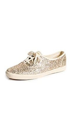 Keds Baskets Champion à Lacets à Paillettes pour Femme, doré, 40.5 EU