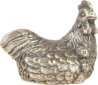 Pretyzoom Messinghenne Tischskulptur Vintage H&uuml;hnerstatue Handgefertigt Wohn B&uuml;rodekoration Robust Verschlei&szlig;fest