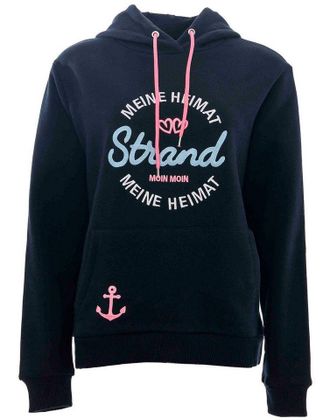 Zwillingsherz Hoodie Meine Heimat mit aufgesticktem Strand-Schriftzug vorne und hinten