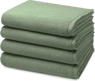 ROSS 4 teiliges Frottier-Set - Sensual Skin (4 X Handtuch im Set) - 500 g/m2 - Baumwolle - Walkfrottee - saugstark - weich und flauschig - Piniengr&uuml;n