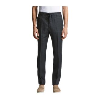 PESERICO Homme, Pantalons, Bleu, Taille: S Pantalon jogger en gabardine de lin pur