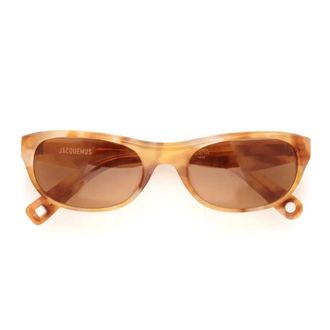 Jacquemus Beige Runde Sonnenbrille mit Tabak Linse - - Accessories - Damen - Braun - ONE SIZE