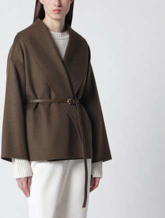 Max Mara Khakigr&uuml;ner Wickelmantel