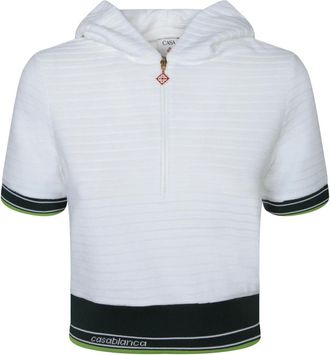 Casablanca Femme, Sweatshirts et sweats &agrave; capuche, Blanc, Taille: 36 FR Sweat &agrave; capuche blanc avec fermeture &eacute;clair