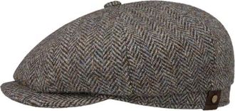Stetson Casquette Hatteras Harris Tweed Herring Homme - Made in The EU Type Gavroche avec Doublure, Visiere Hiver Automne-Hiver - 59 cm Anthracite-Beige