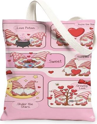 Generic Sacs fourre-tout en toile de Saint Valentin, adorables potions damour, sacs d&eacute;picerie r&eacute;utilisables, l&eacute;gers et lavables avec bandouli&egrave;re, p&ecirc;che, 13x15