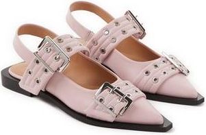 Ganni Leder -Ballerinas - Pink