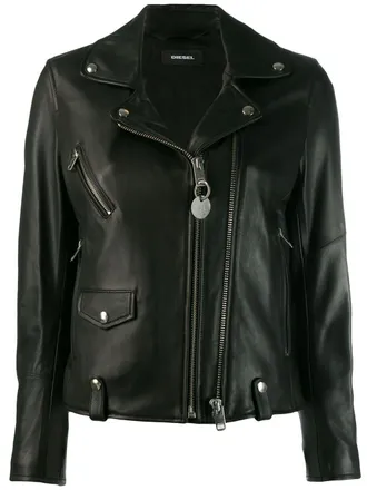 Diesel veste de moto &agrave; zips multiples - Noir