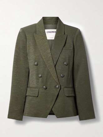 L'agence Kenzie Doppelreihiger Blazer Aus Faille - Gr&uuml;n