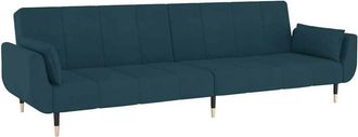 vidaXL Schlafsofa 2-Sitzer mit 2 Kissen Blau Samt Vidaxl